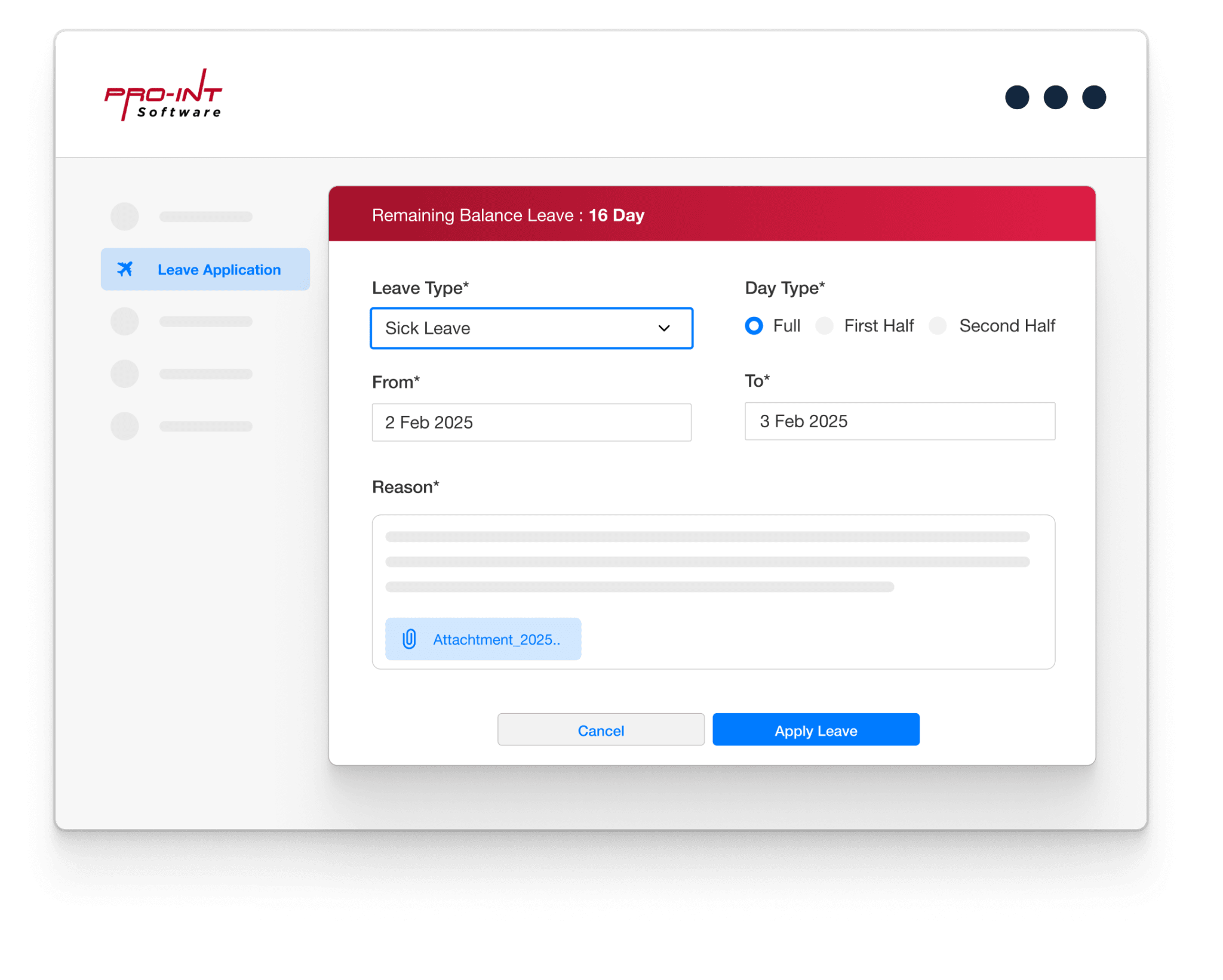 Leave Management | Pro-Int HRIS